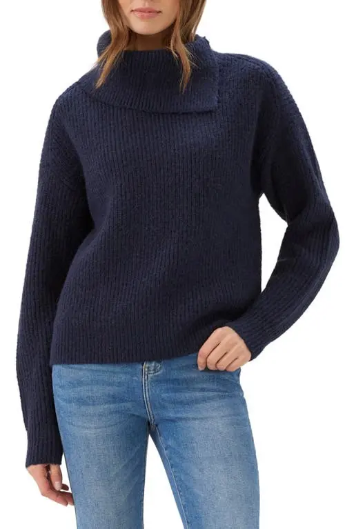 Karen Kane Split Neck Sweater - Navy