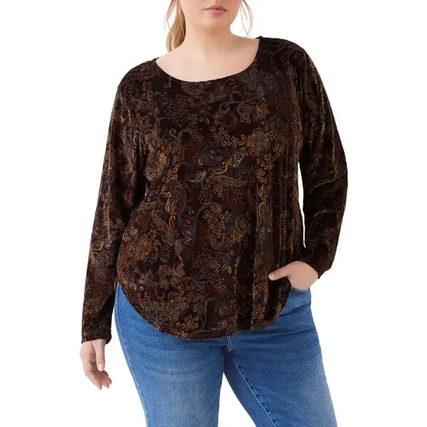 Karen Kane Velvet Burnout Shirttail Top