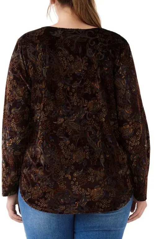 Karen Kane Velvet Burnout Shirttail Top
