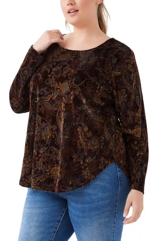 Karen Kane Velvet Burnout Shirttail Top