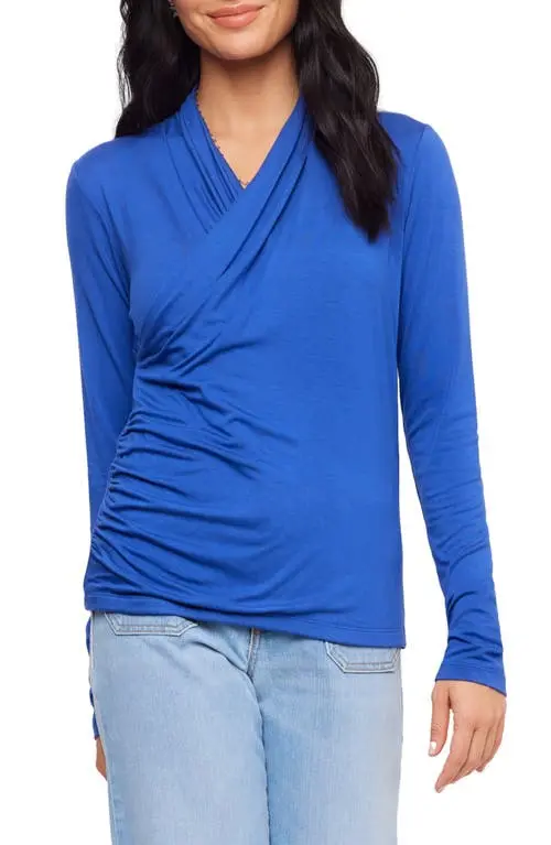 Karen Kane Crossover Side Shirred Top - Iris