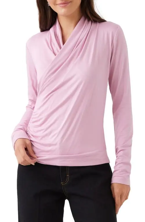 Karen Kane Crossover Side Shirred Top - Pink