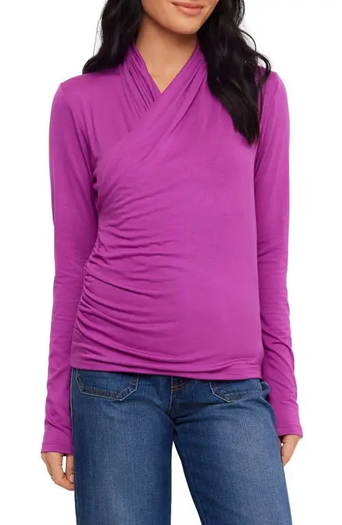 Karen Kane Crossover Side Shirred Top - Rose