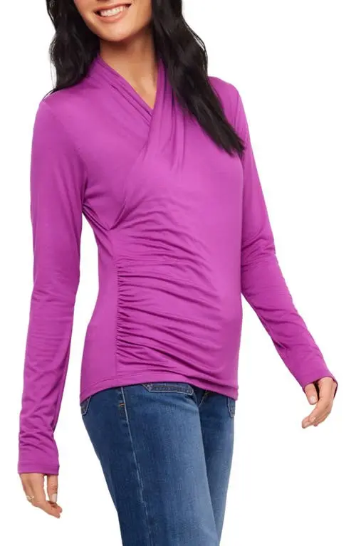 Karen Kane Crossover Side Shirred Top - Rose