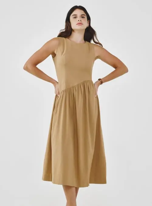 A.SHIMUS Linen Dress - Mocha Mousse