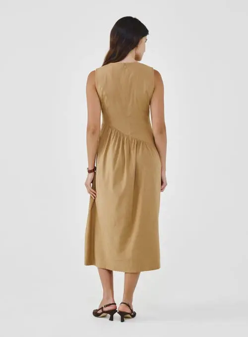 A.SHIMUS Linen Dress - Mocha Mousse