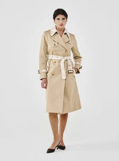 A.SHIMUS Twill & Tweed Contrast Trench