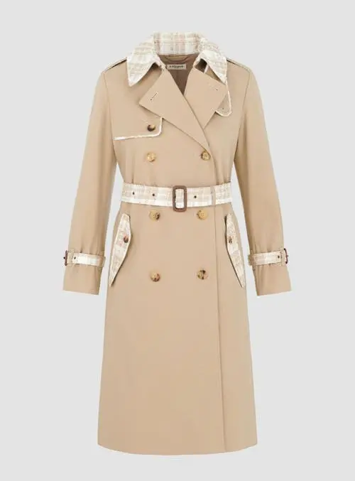 A.SHIMUS Twill & Tweed Contrast Trench