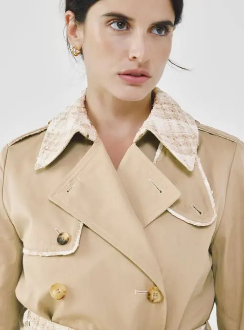 A.SHIMUS Twill & Tweed Contrast Trench