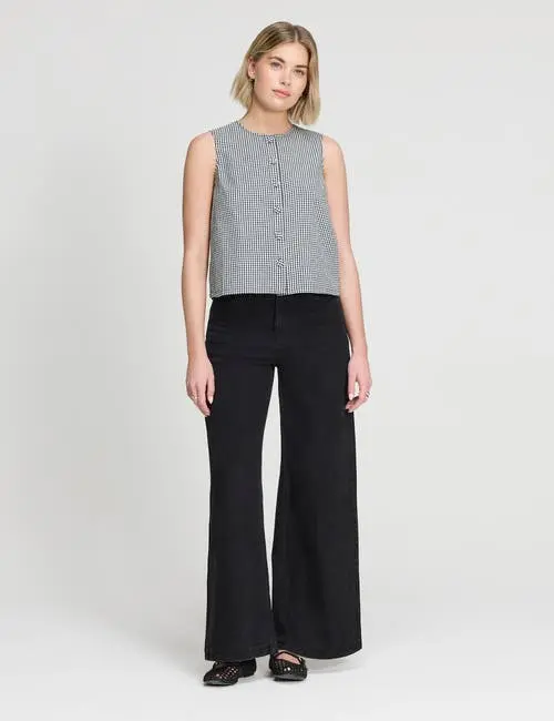 FINERY LONDON Maggie Cotton Gingham Sleeveless Top