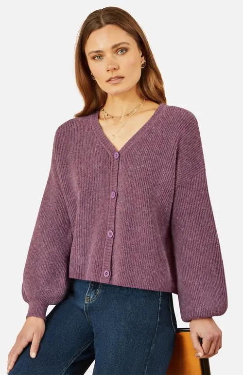 YUMI Marl Knit Cardigan - Purple