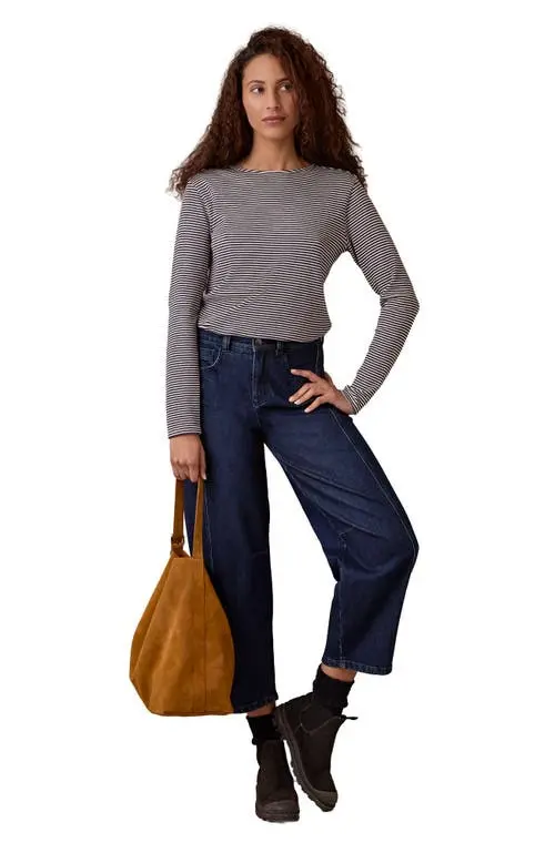 CELTIC & CO. Cotton Striped Long Sleeve Top - Dark Navy/chalk