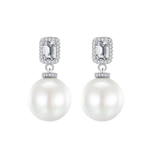 UNTAMED PETALS Genevieve Pearl And Crystal Drop Earrings - Metallic Silver