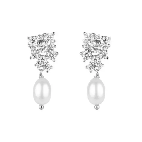 UNTAMED PETALS First Dance Pearl Drop Earrings - Metallic Silver