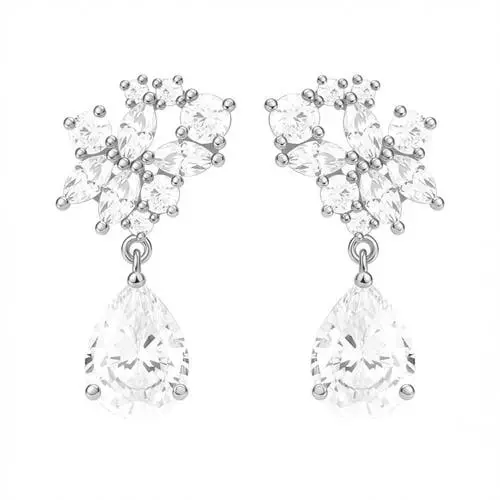 UNTAMED PETALS Starlight Drop Earrings With Pear-cut Crystal - Metallic Silver