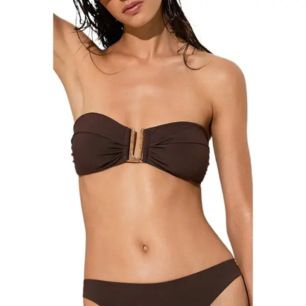 REISS Carina Bandeau Bikini Top - Chocolate