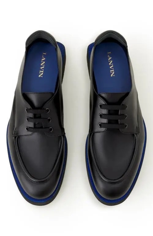 LANVIN Derby Shoes In Soft Leather - Black/blue