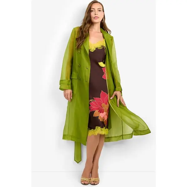 Trina Turk Angelico Trench - Dark Fennel