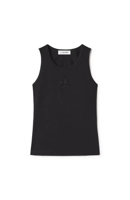 LANVIN Mother And Daughter Embroidered Jersey Tank Top