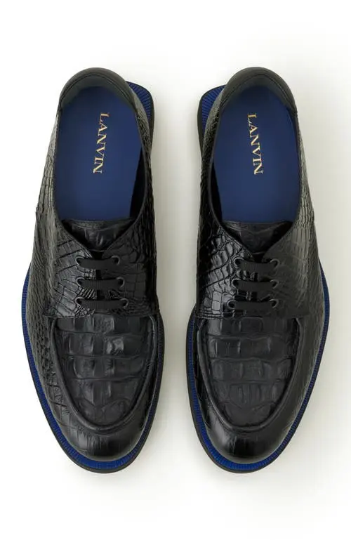 LANVIN Derby Shoes In Crocodile-embossed Leather