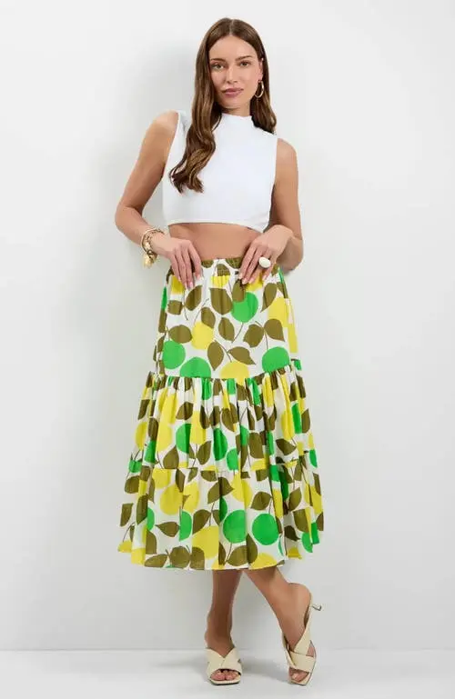 Trina Turk Marsay Drop Waist Midi Skirt - Limone Print