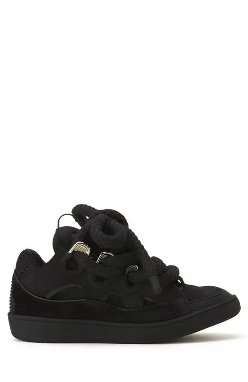 LANVIN Curb Snake Sneakers In Leather - Black