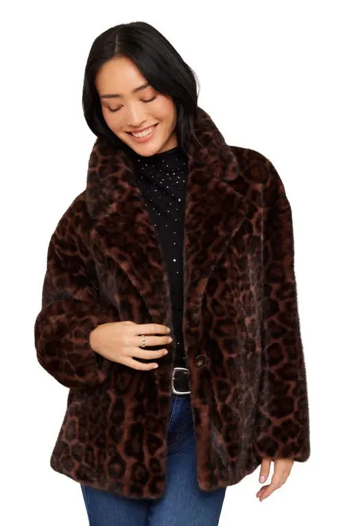 Karen Kane Print Faux Fur Coat