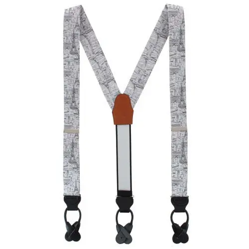 Trafalgar Paris Cityscape Escape Silk Novelty Button End Suspenders
