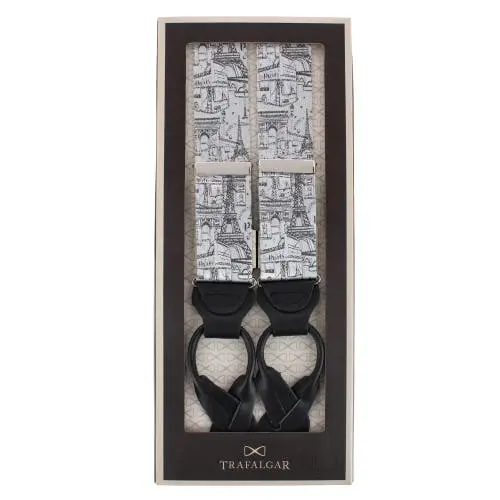 Trafalgar Paris Cityscape Escape Silk Novelty Button End Suspenders