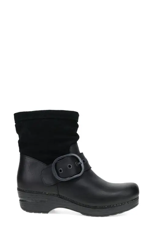 Dansko Leather Buckled Clog Boots - Black