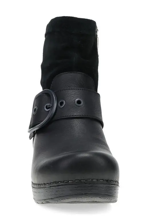 Dansko Leather Buckled Clog Boots - Black