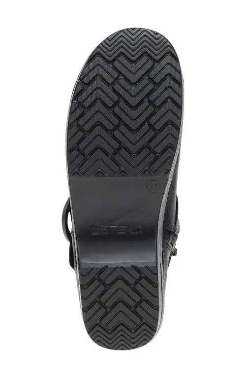 Dansko Leather Buckled Clog Boots - Black
