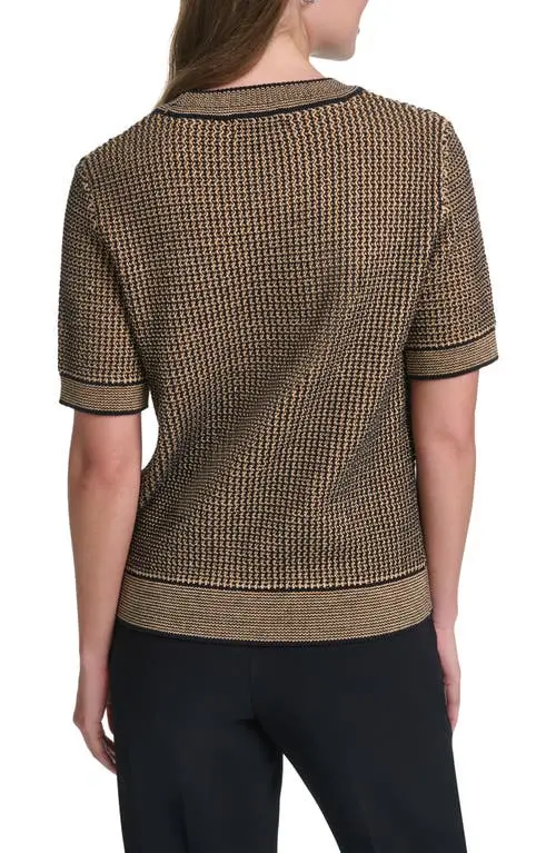 Karl Lagerfeld Paris Short Sleeve Sweater - Black/camel