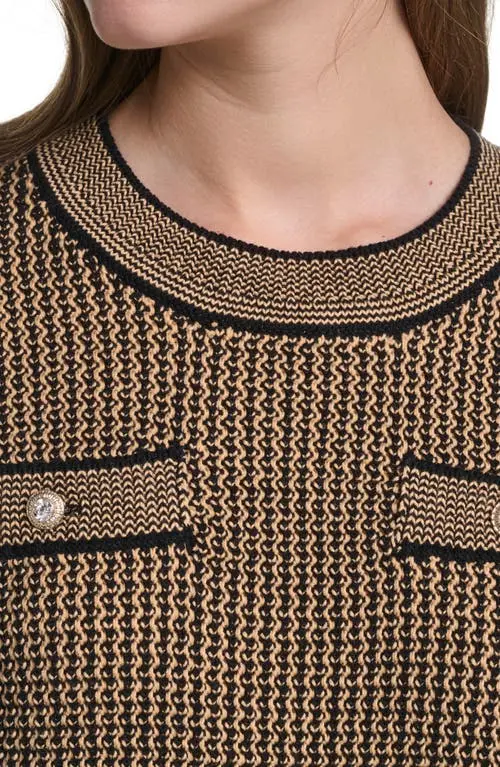 Karl Lagerfeld Paris Short Sleeve Sweater - Black/camel