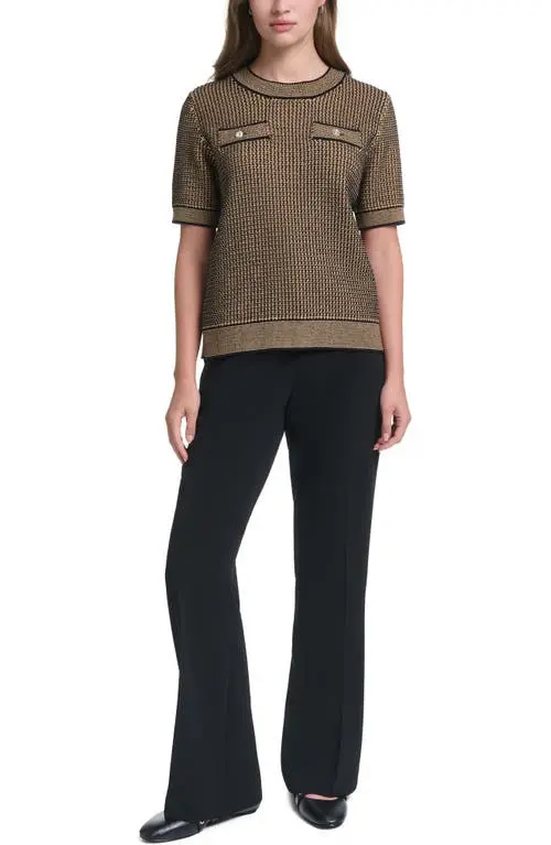 Karl Lagerfeld Paris Short Sleeve Sweater - Black/camel