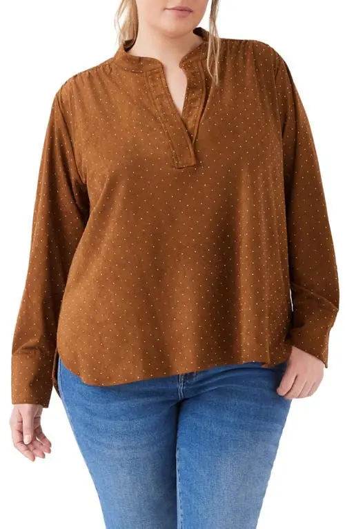 Karen Kane Embellished Half Placket Shirt - Moc