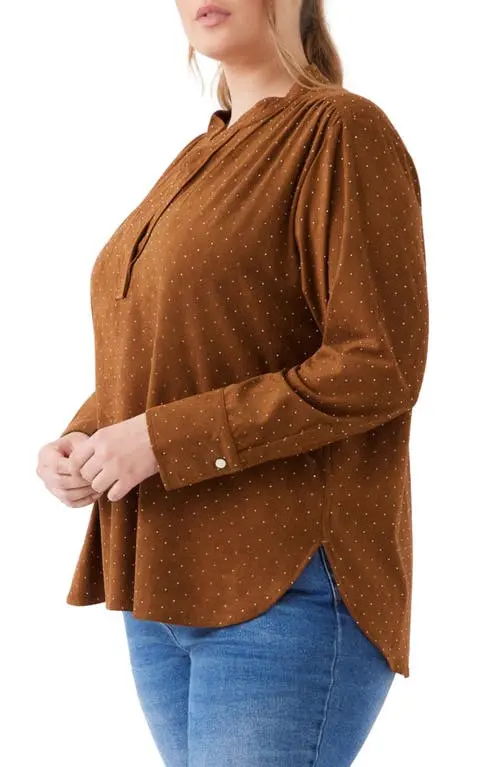 Karen Kane Embellished Half Placket Shirt