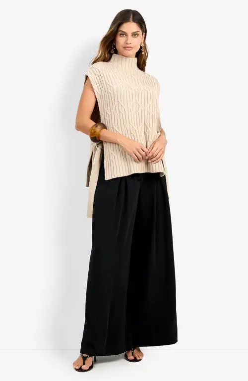 Trina Turk Romea Cape 100% Merino Wool - Almond