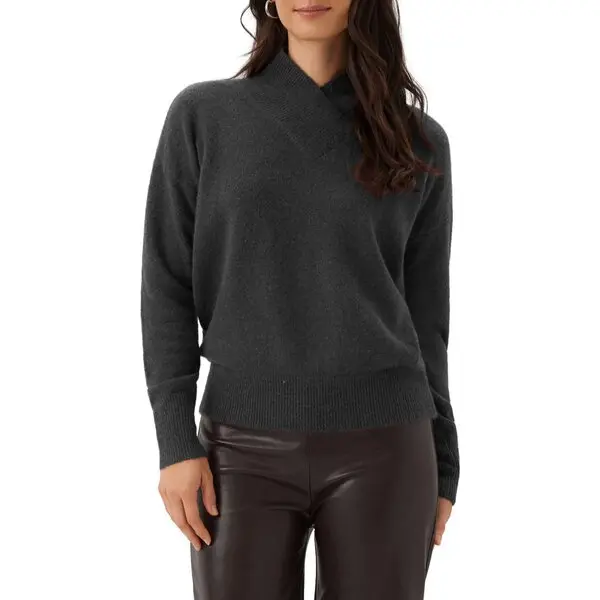 Karen Kane Crossover Shawl Collar Sweater - Black