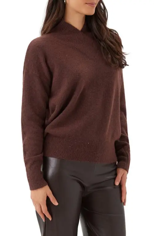 Karen Kane Crossover Shawl Collar Sweater - Chocolate