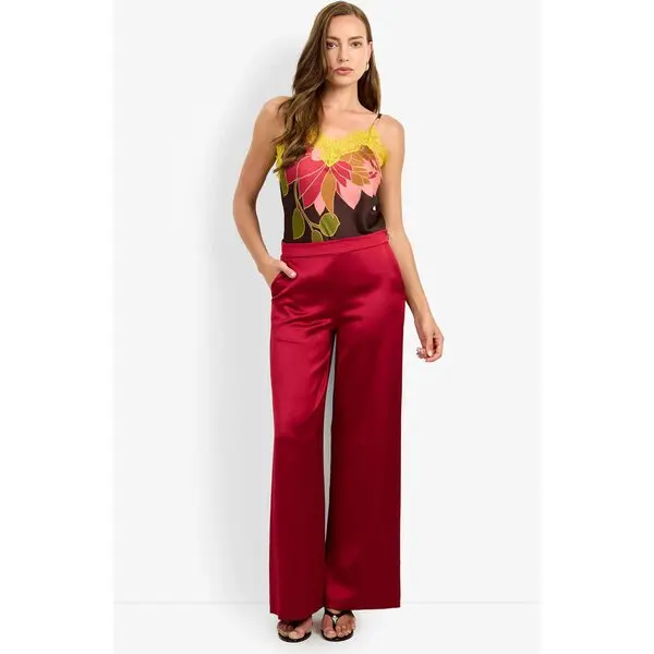 Trina Turk Ines Wide-leg Satin Pants - Barolo