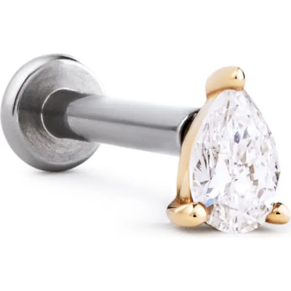 ANA LUISA Solid Yellow Diamond Pear Flatback Single Stud - Gold