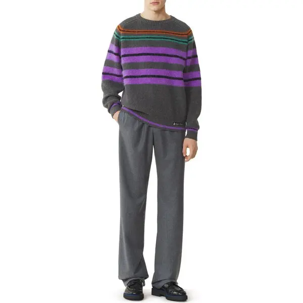 LANVIN Striped Sweater In Wool And Cashmere - Charcoal