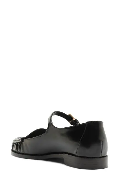 Schutz Tyla Buckle Leather Mary Jane Flat - Black