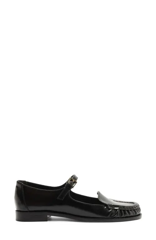 Schutz Tyla Buckle Leather Mary Jane Flat - Black