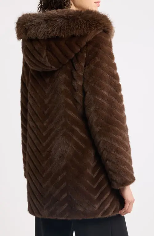 Via Spiga Faux Fur Hooded Coat