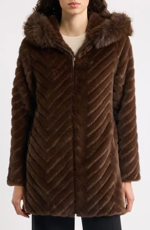 Via Spiga Faux Fur Hooded Coat