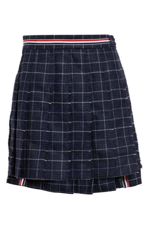 Thom Browne Pleated Wool Miniskirt - Navy