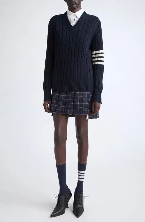 Thom Browne Pleated Wool Miniskirt