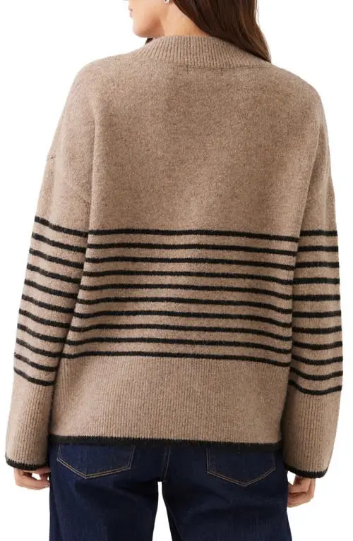 Karen Kane Stripe V-neck Sweater - Wheat/black